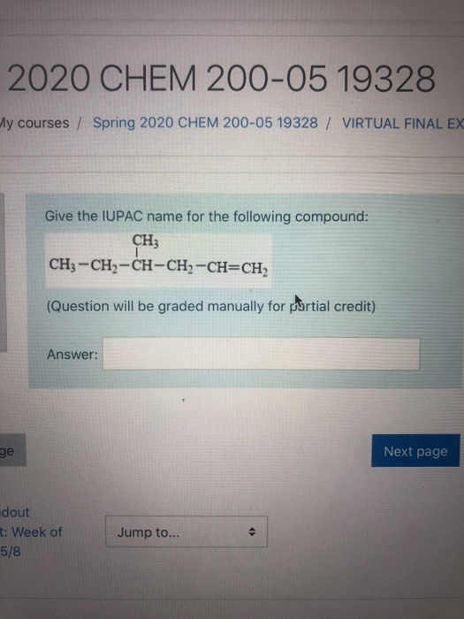 Solved 2020 CHEM 200-05 19328 My courses / Spring 2020 CHEM | Chegg.com