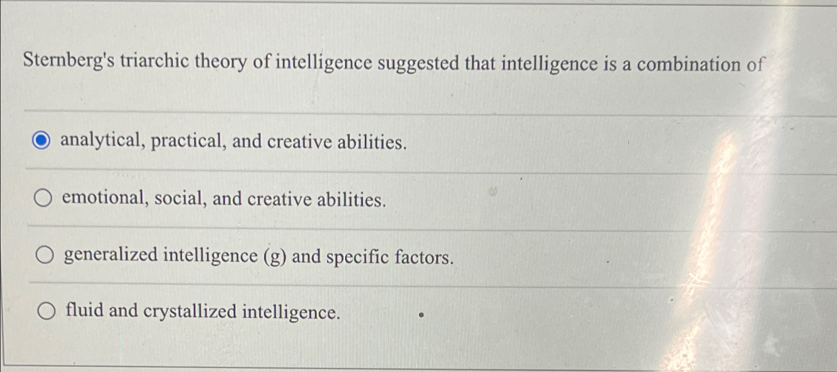 Solved Sternberg's triarchic theory of intelligence | Chegg.com