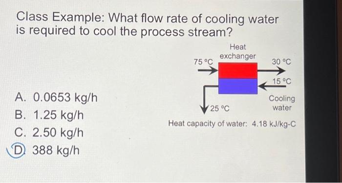 Solved Class Example: What flow rate of cooling water is | Chegg.com