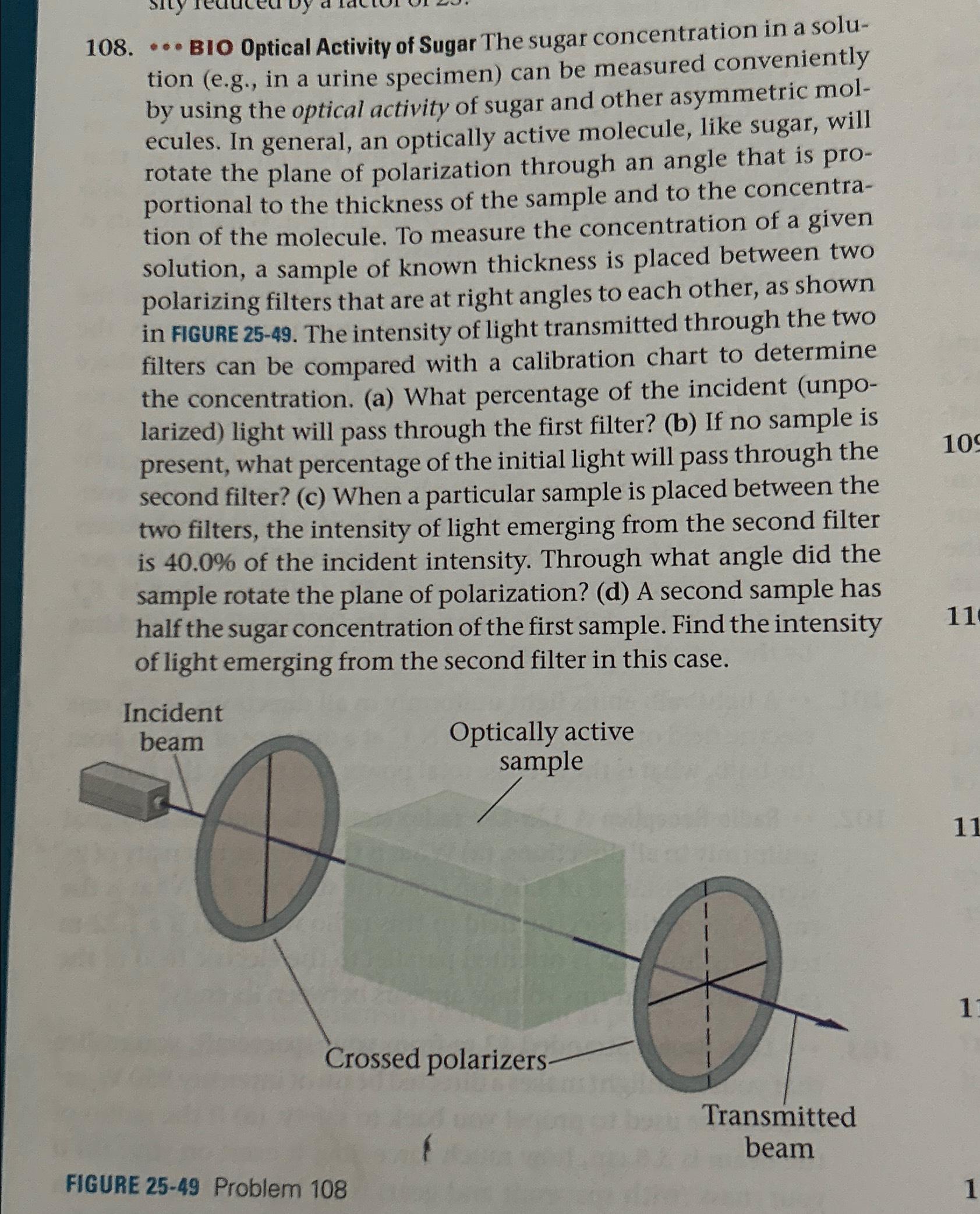 Solved -.. ﻿BIO Optical Activity of Sugar The sugar | Chegg.com