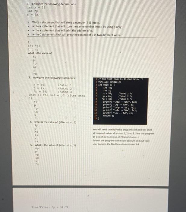 Solved 1. Consider the following declarations int X25 ant | Chegg.com
