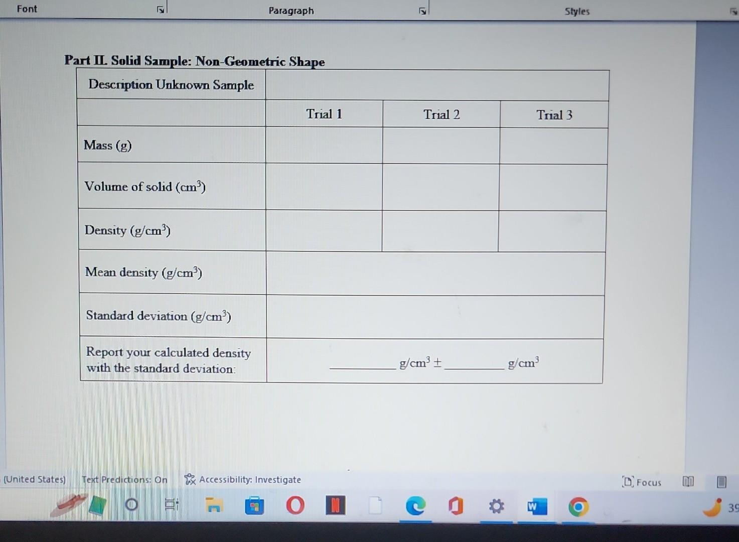 Part I - Geometrically-shaped Solid Sample Determine | Chegg.com