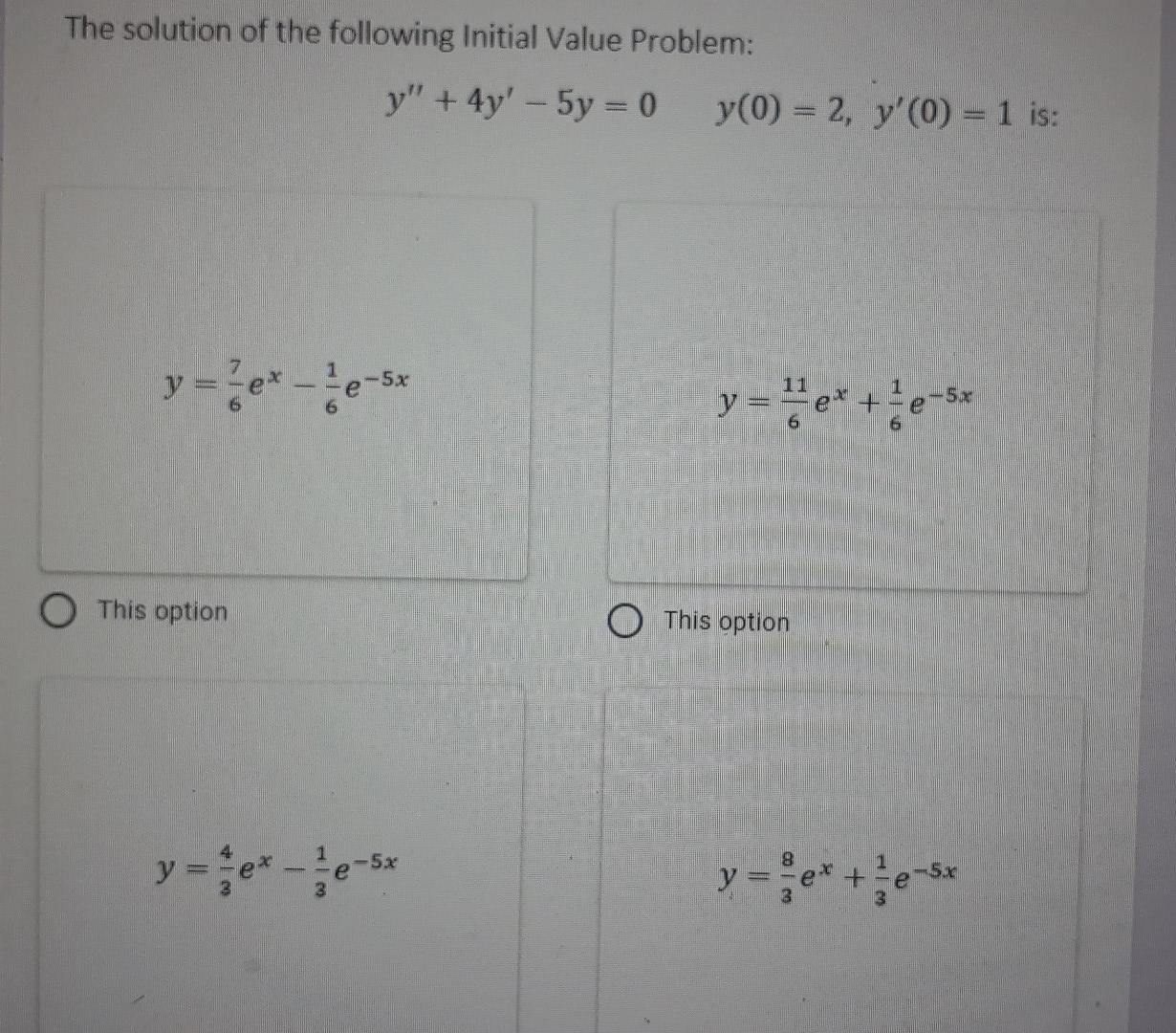 Solved The solution of the following Initial Value Problem: | Chegg.com