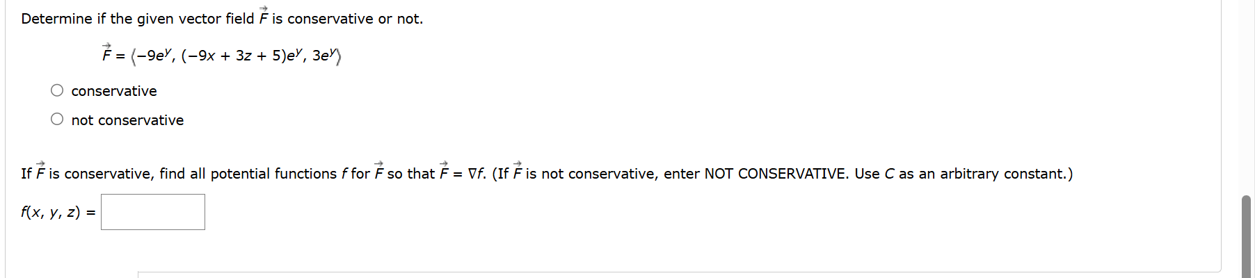 Solved by an EXPERT Determine if ﻿the given vector field vec(F) is | Chegg.com