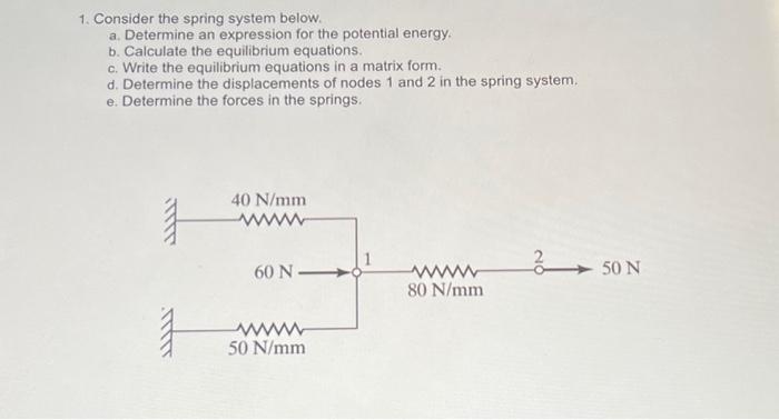 Solved 1. Consider the spring system below. a. Determine an | Chegg.com