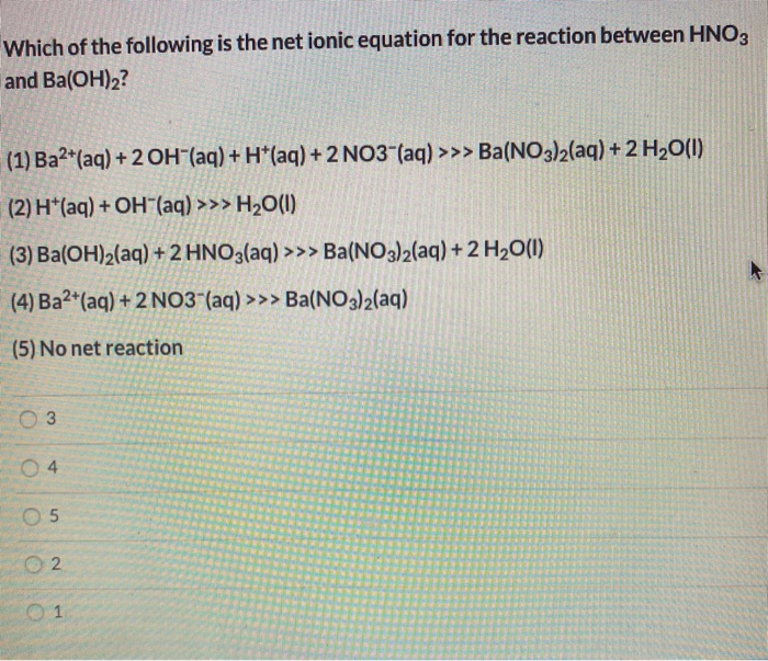 Solved Which of the following is the net ionic equation for | Chegg.com