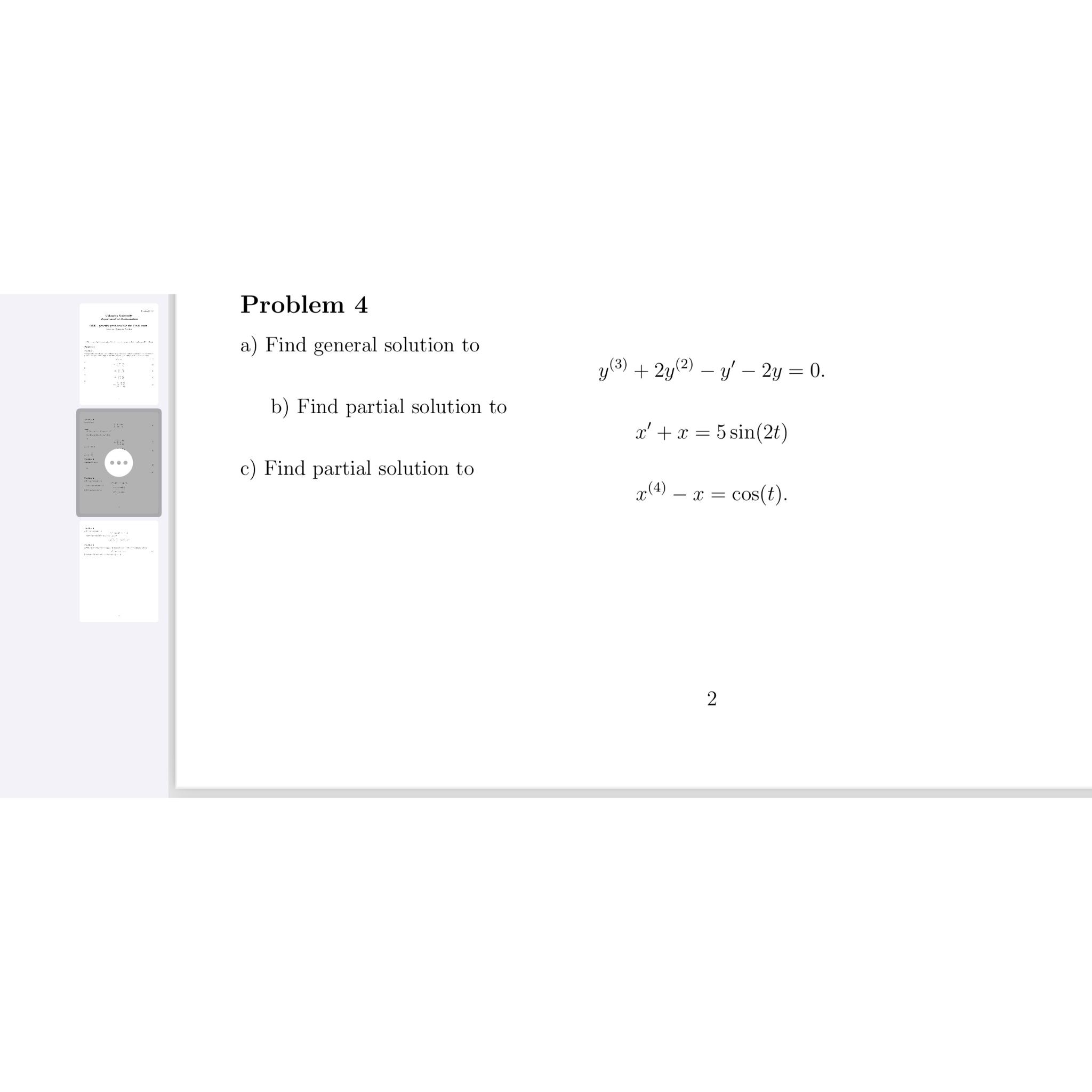 Solved Problem 4a) ﻿Find general solution | Chegg.com