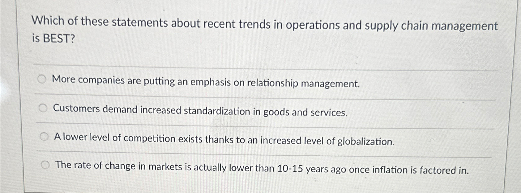 Solved Which of these statements about recent trends in | Chegg.com