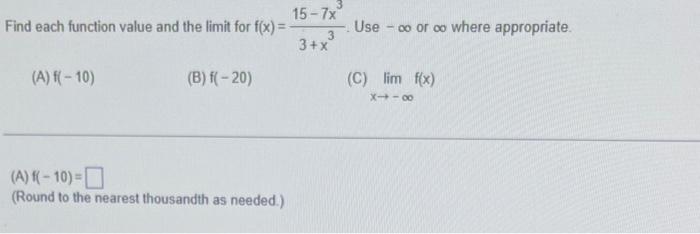 Solved Find each function value and the limit for | Chegg.com