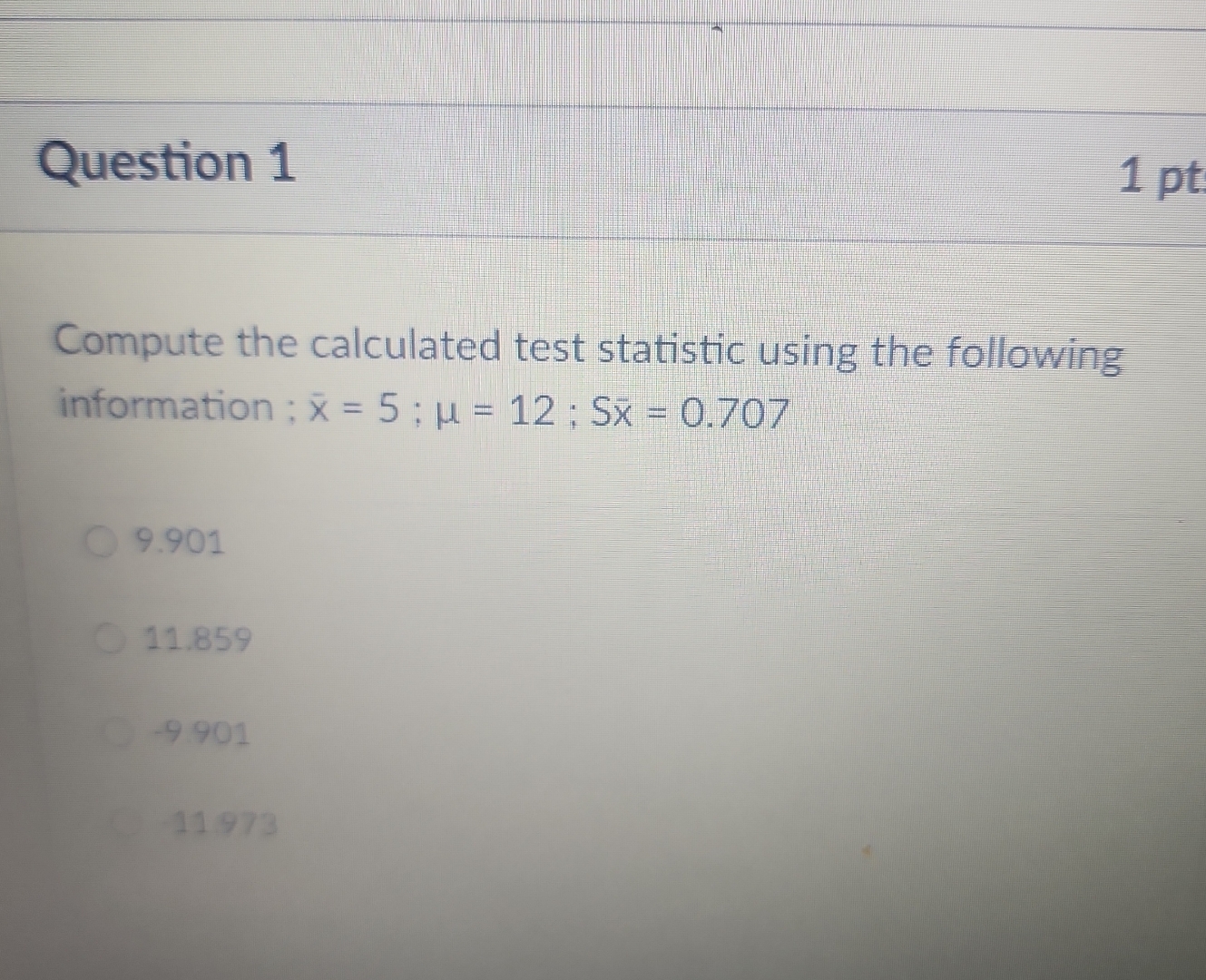 Solved Question 1Compute the calculated test statistic using | Chegg.com