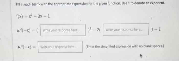 Solved Fill in each blank with the appropriate expression | Chegg.com