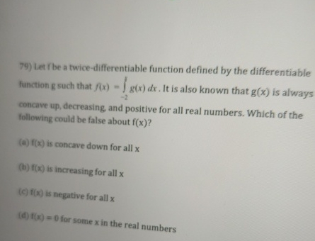 Solved Let f ﻿be a twice-differentiable function defined by | Chegg.com
