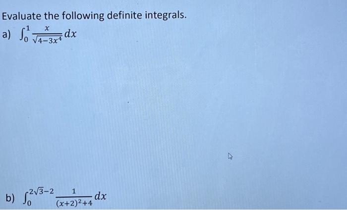 Solved Evaluate the following definite integrals. X a) So | Chegg.com