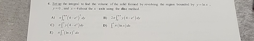 Solved Set up the integral to find the volume of the solid | Chegg.com
