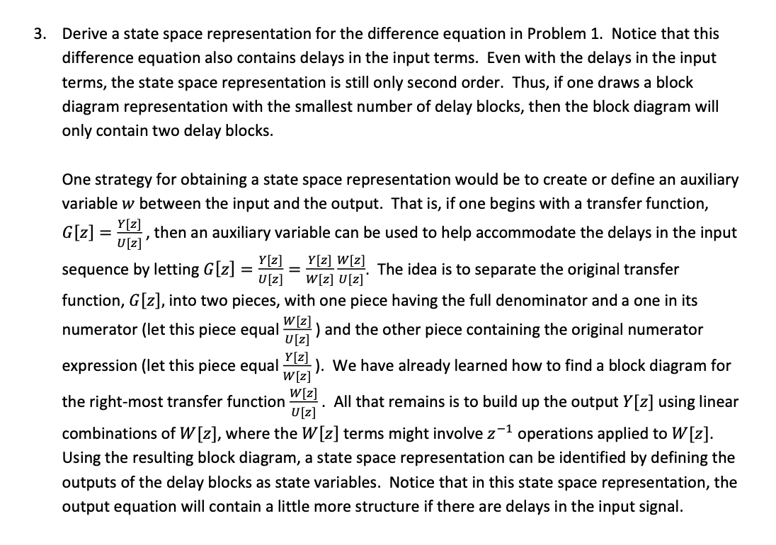 Solved Derive a state space representation for the | Chegg.com
