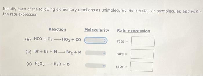 Solved Identify each of the following elementary reactions | Chegg.com