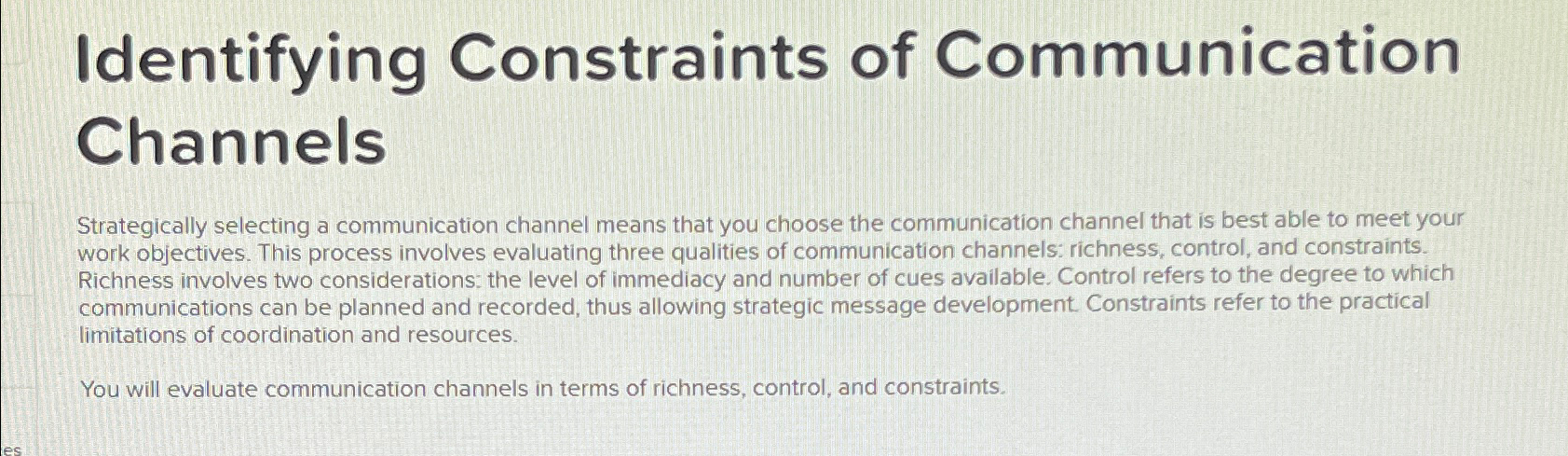Solved Identifying Constraints of Communication | Chegg.com