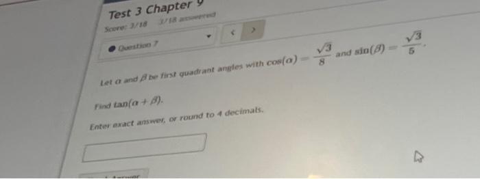 Solved let α and β be first quadrant angles with cos(α)=83 | Chegg.com
