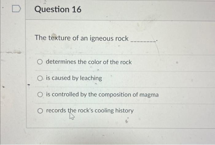 Solved The Texture Of An Igneous Rock Determines The Color 5821