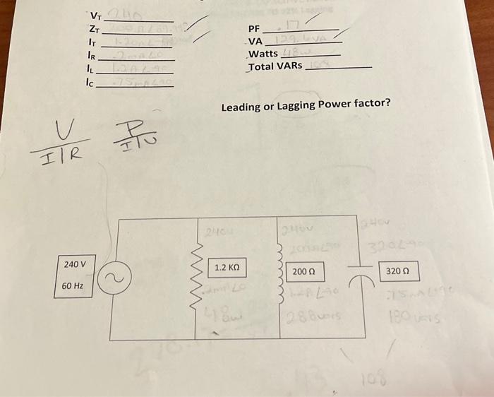 Solved VA Watts Total VARs Leading or Lagging Power | Chegg.com
