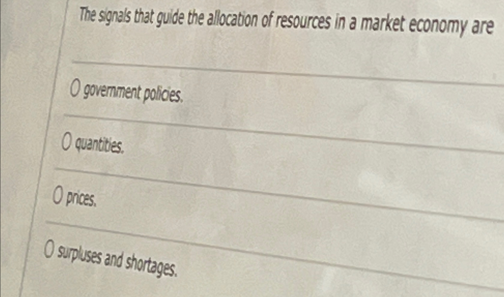 Solved The sgnals that guide the allocation of resources in | Chegg.com