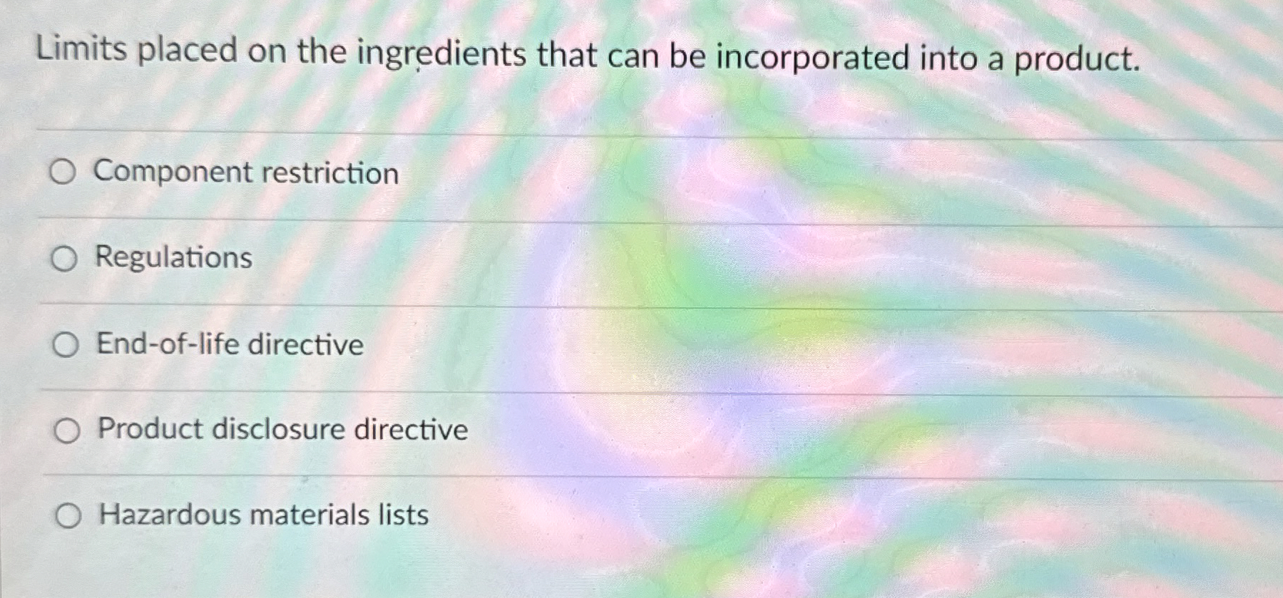 Solved Limits placed on the ingredients that can be | Chegg.com