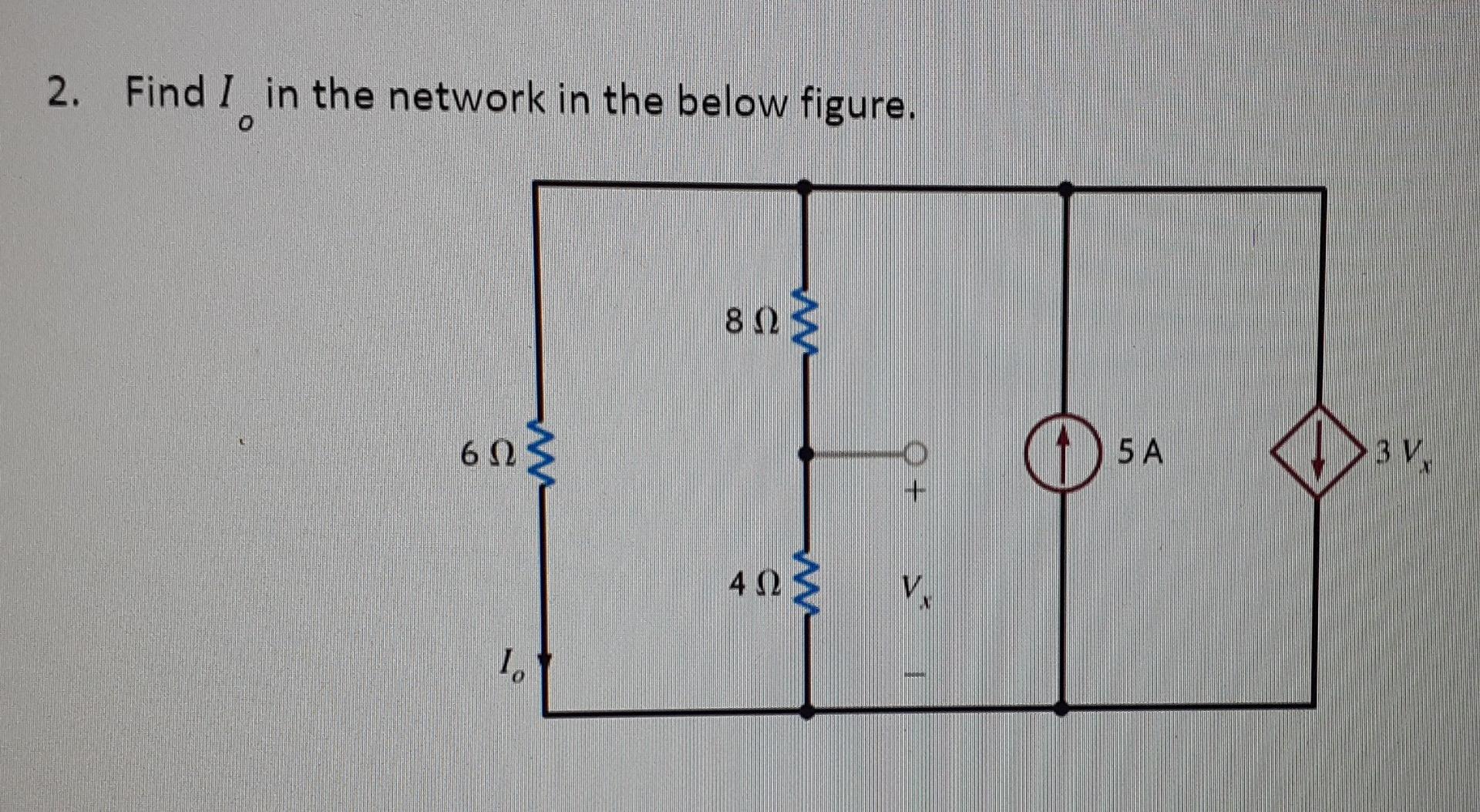 Solved 2. Find I0 in the network in the below figure. | Chegg.com