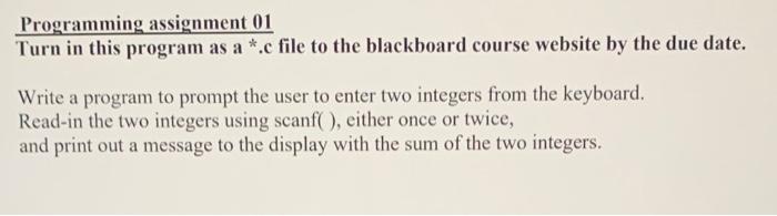 Solved Programming assignment 01 Turn in this program as a | Chegg.com
