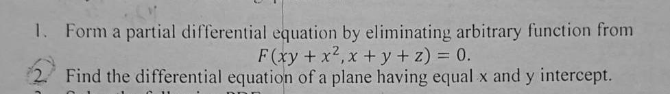 Solved Form a partial differential equation by eliminating | Chegg.com