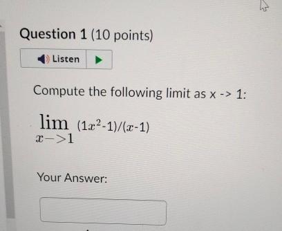 Solved Question 1 (10 ﻿points)Compute the following limit as | Chegg.com