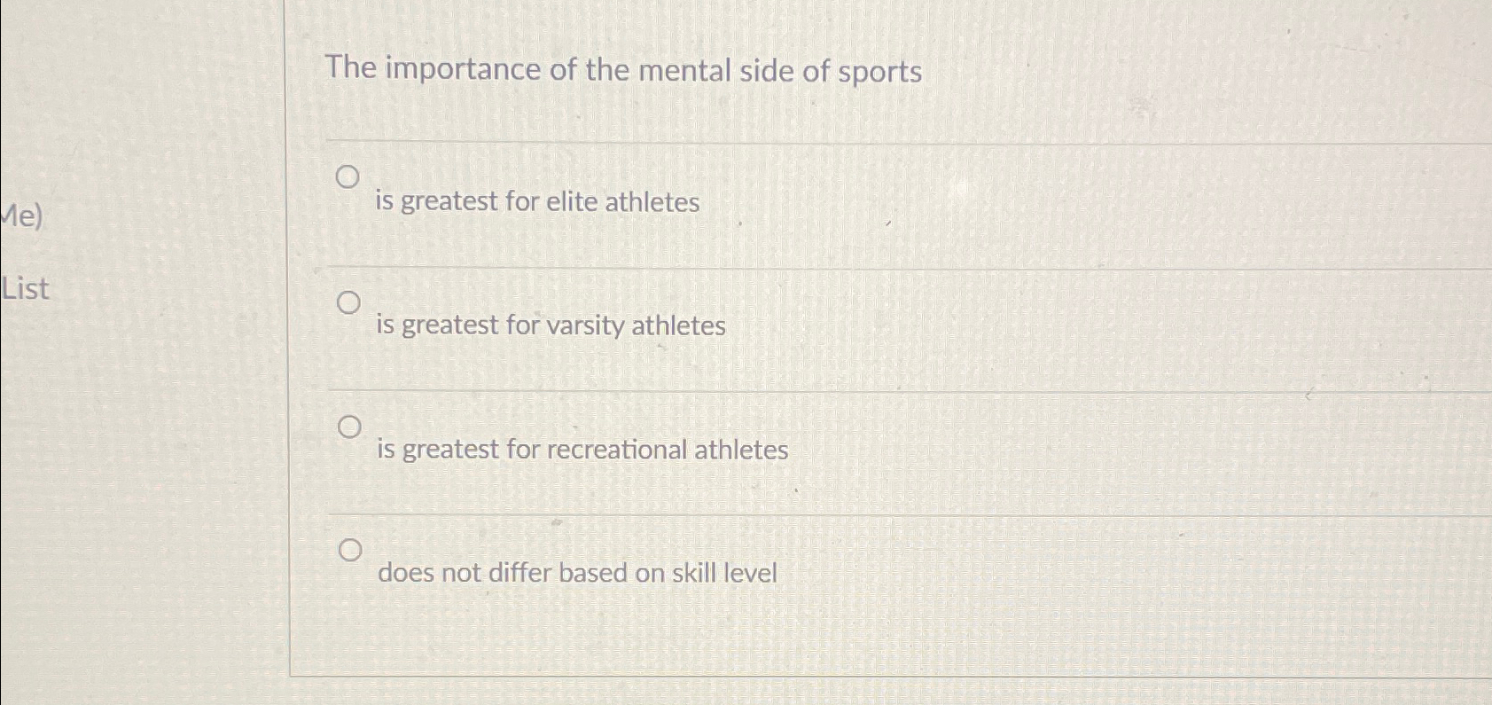 Solved The importance of the mental side of sportsis | Chegg.com