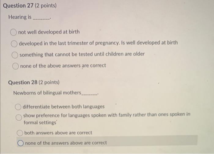 Solved not well developed at birth developed in the last | Chegg.com