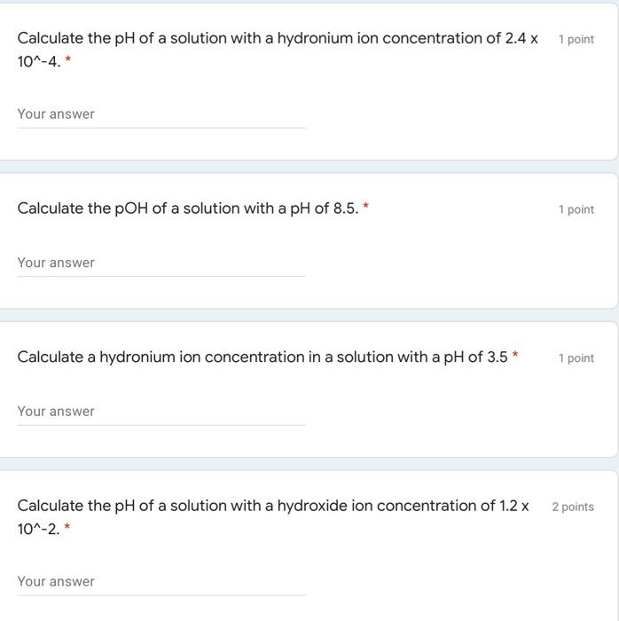 Solved Calculate the pH of a solution with a hydronium ion | Chegg.com