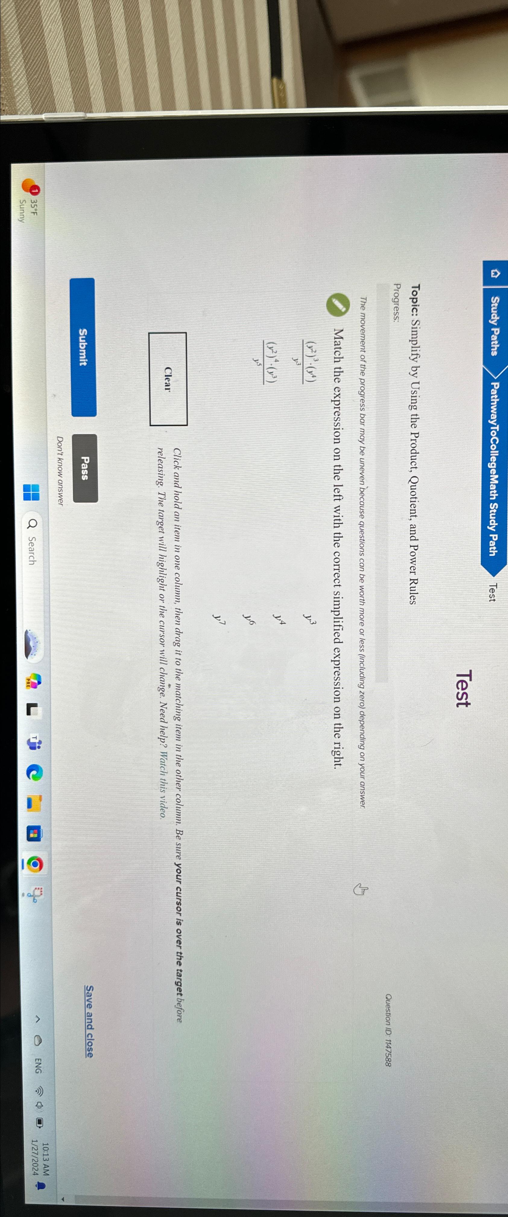 Solved TestTopic: Simplify by Using the Product, Quotient, | Chegg.com