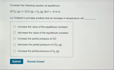 [Solved]: Consider the following reaction at equilibrium: 2C