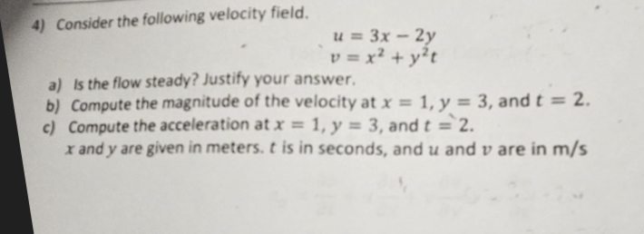 Solved Consider the following velocity | Chegg.com