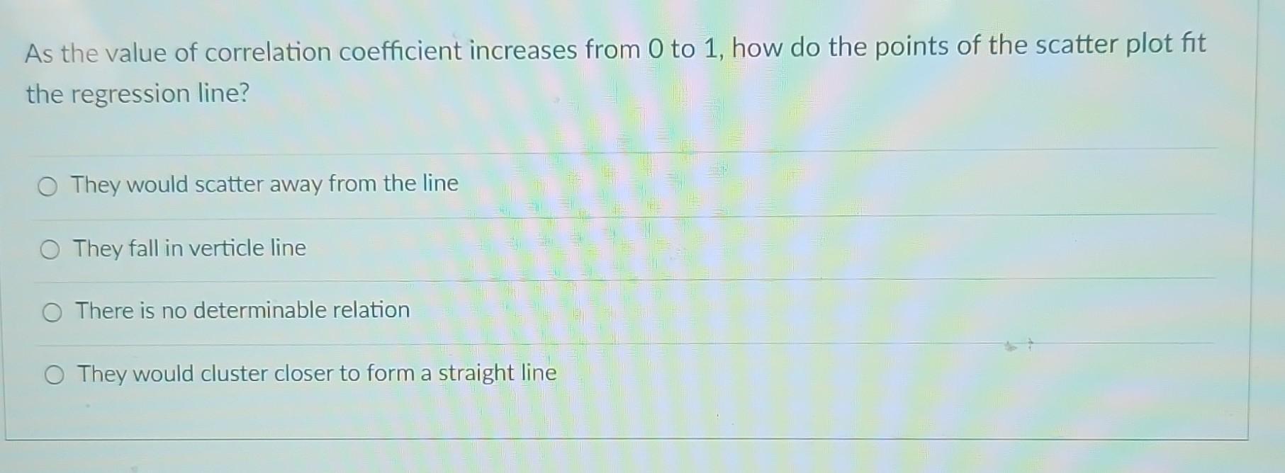 Solved As the value of correlation coefficient increases | Chegg.com