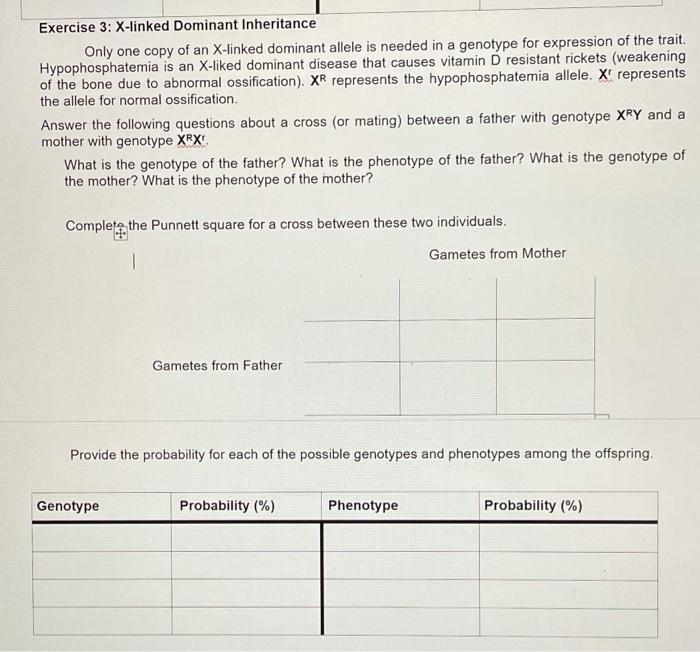 Solved Exercise 3: X-linked Dominant Inheritance Only one | Chegg.com