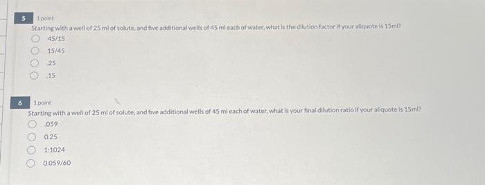Solved 1 point Starting with a well of 25ml of solute, and | Chegg.com