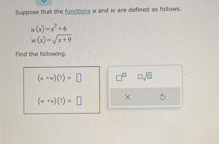 Solved Suppose that the functions u and w are defined as | Chegg.com