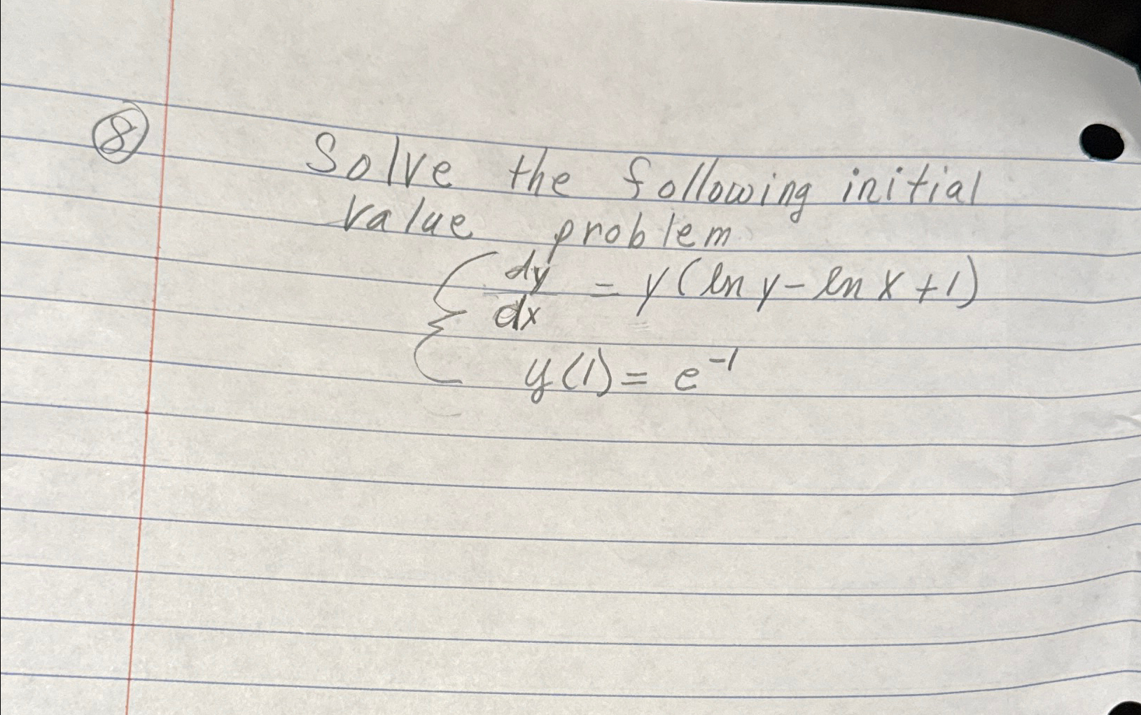 Solved (8) ﻿Solve the following initial value | Chegg.com