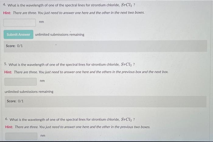Solved 4. What is the wavelength of one of the spectral | Chegg.com