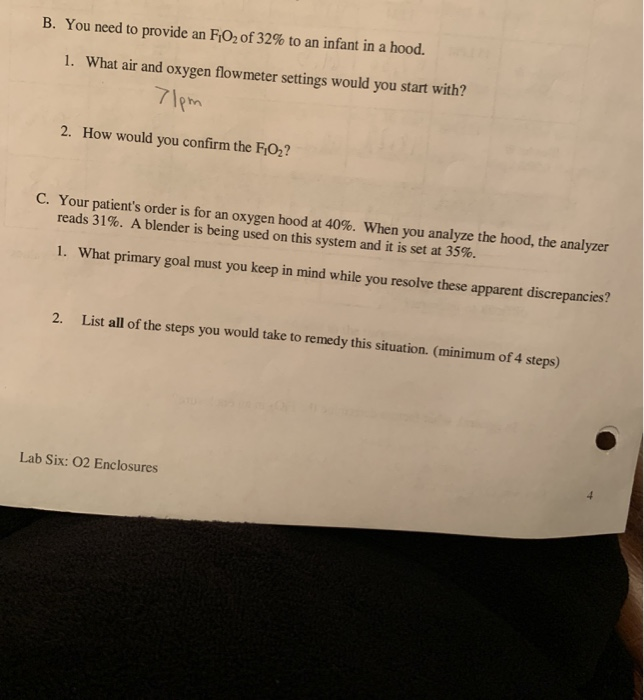 B. You need to provide an FiO2 of 32% to an infant in | Chegg.com