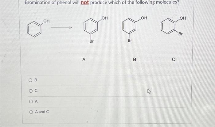 Solved Bromination of phenol will not produce which of the | Chegg.com