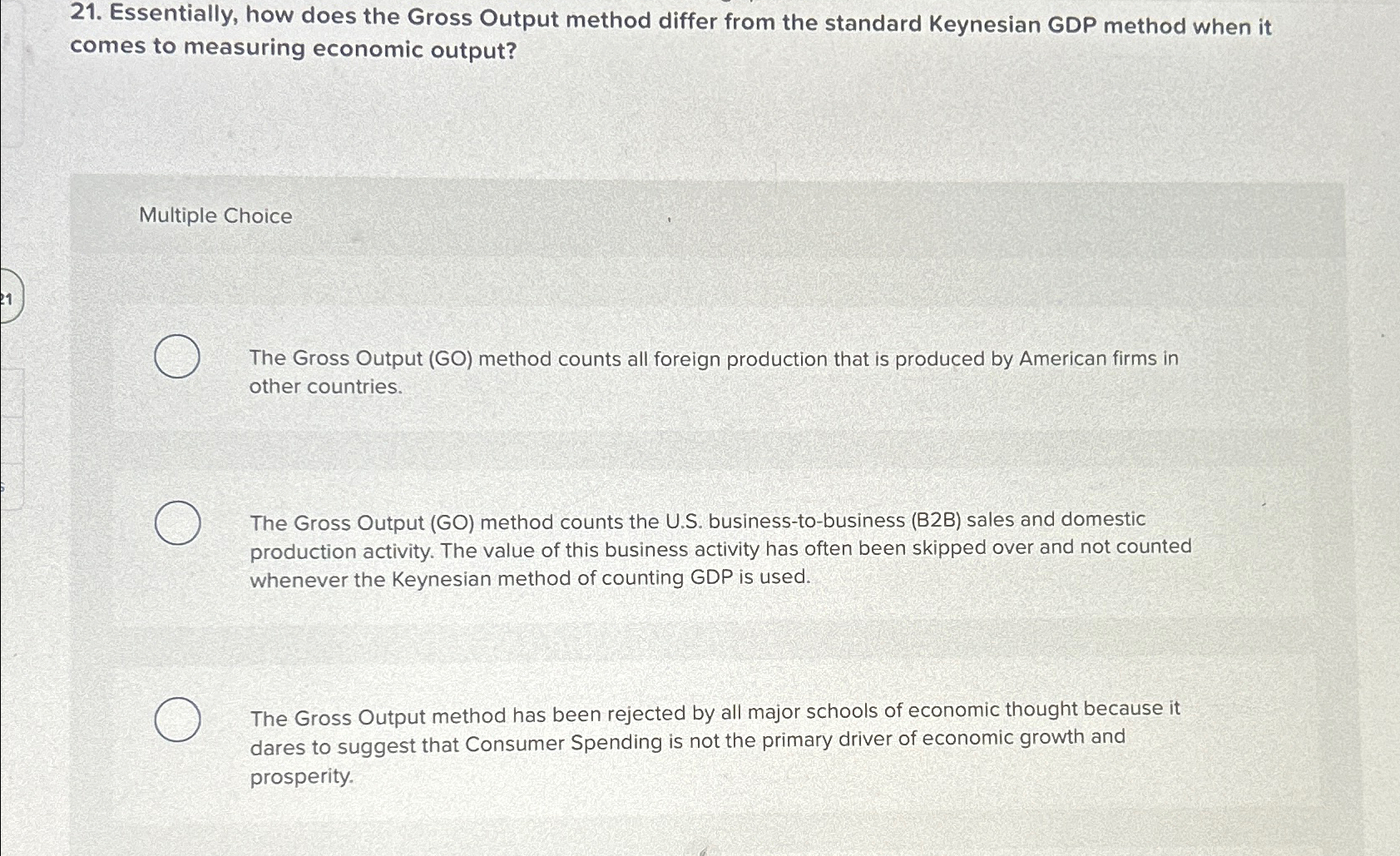 Solved Essentially, how does the Gross Output method differ | Chegg.com