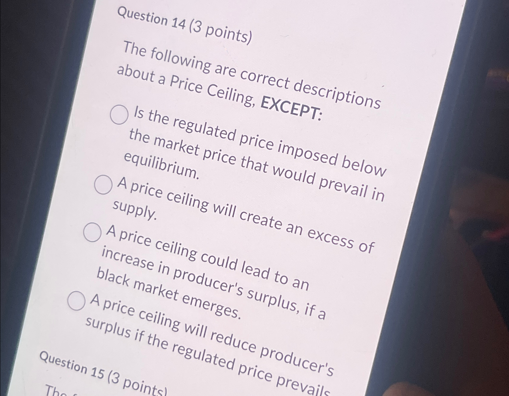 Solved Question 14 (3 ﻿points)The following are correct | Chegg.com