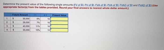 Solved Determine the present value of the following single | Chegg.com