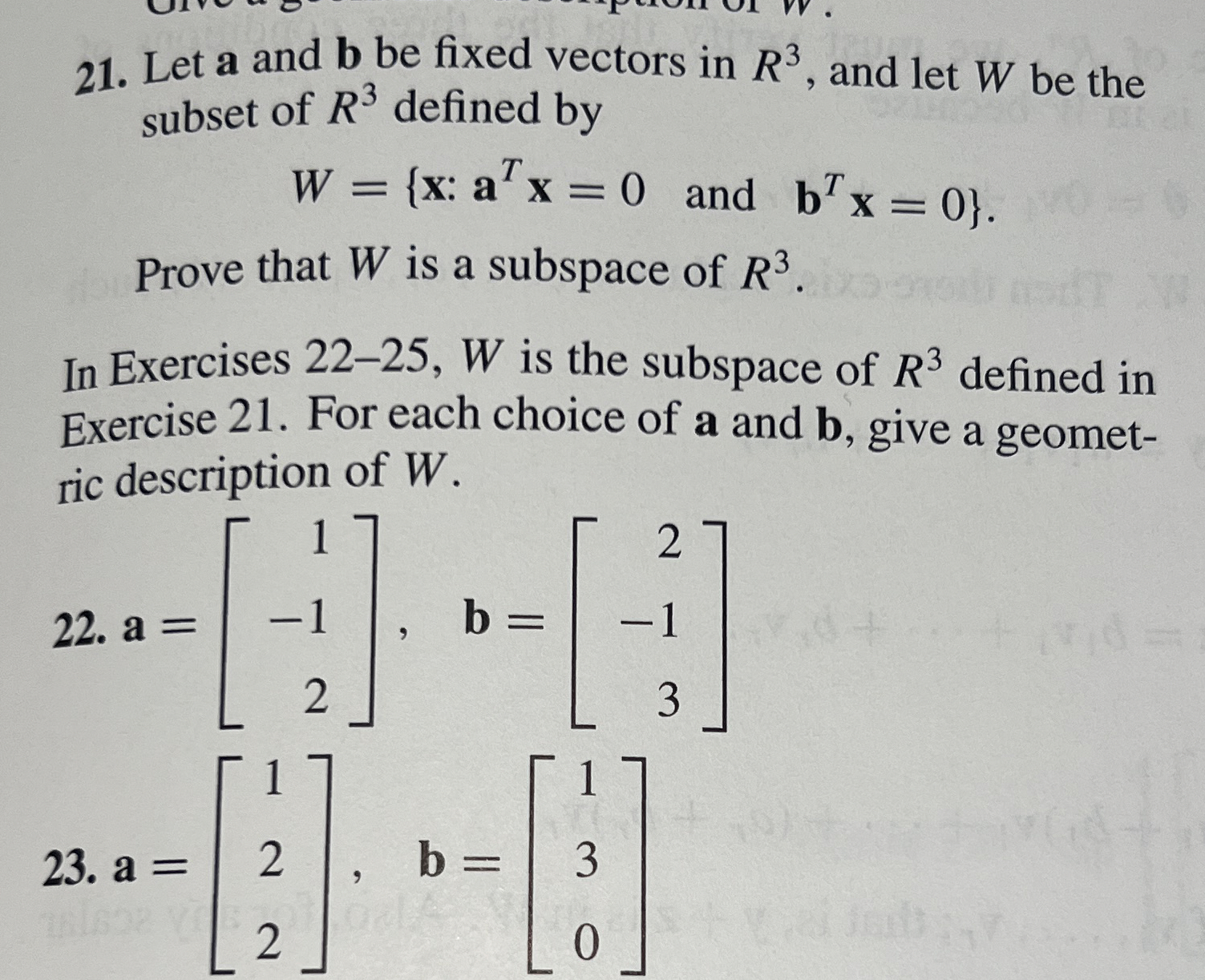 Solved Let a and b ﻿be fixed vectors in R3, ﻿and let W ﻿be | Chegg.com