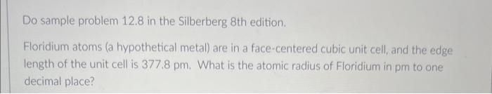 floridium atoms are in face centered cubic unit cell, | Chegg.com