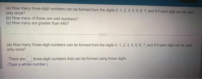 Solved (a) How many three-digit numbers can be formed from | Chegg.com Solved (a) How many three-digit numbers can be formed from | Chegg.com